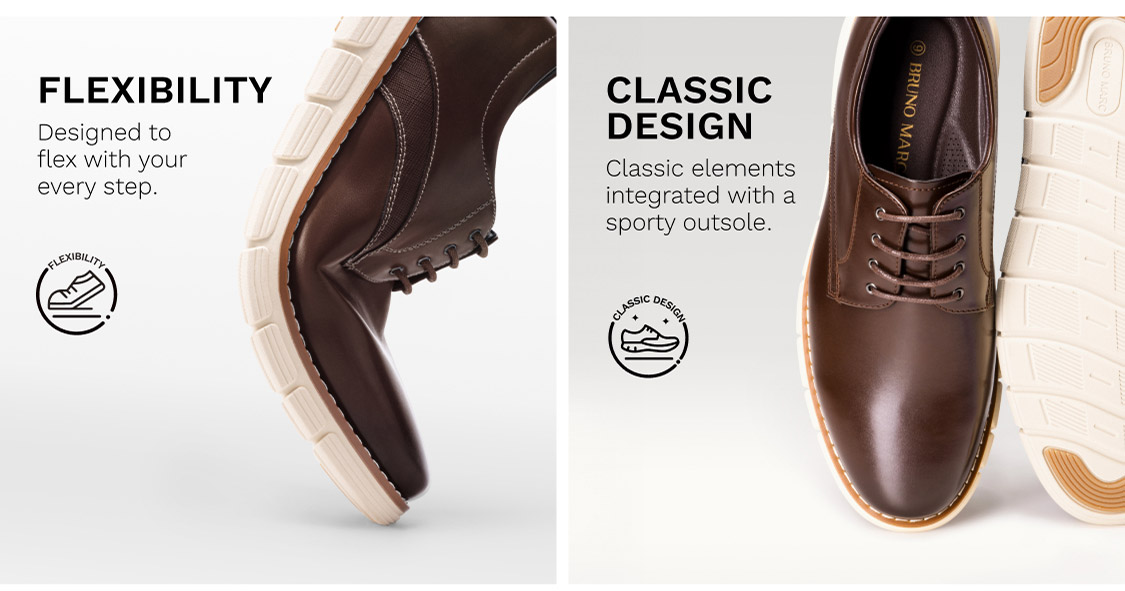BROWN [CrossFlex NeatPolish] Men’s Non-Slip Casual Oxford Sneakers ...