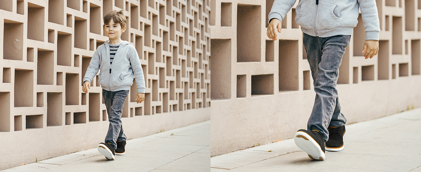 BLACK Boys' Knitted Oxford Sneakers | Breathable Stylish Kids' Shoes