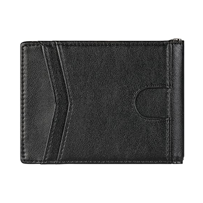 BLACK Men's Money Clip Wallet | Leather Bifold Wallet-Bruno Marc
