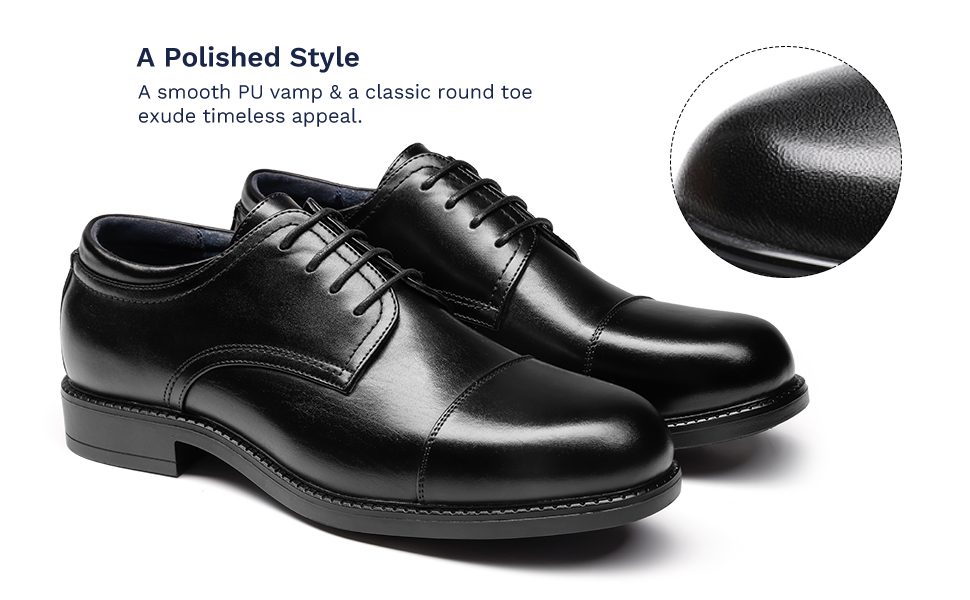 DARK BROWN Men's Round-Toe Oxford Dress Shoes-Bruno Marc