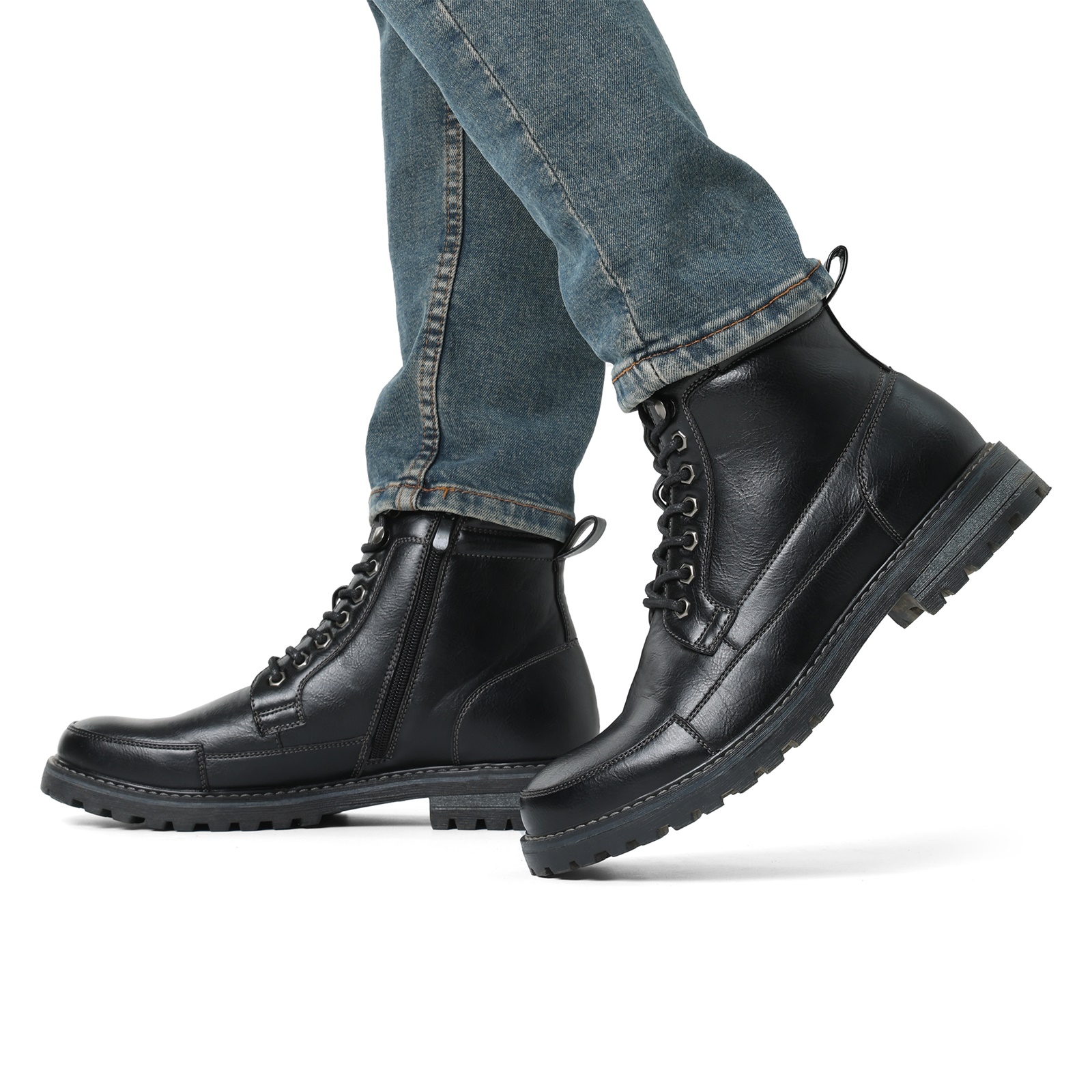 Men's Black Combat Boots-Bruno Marc