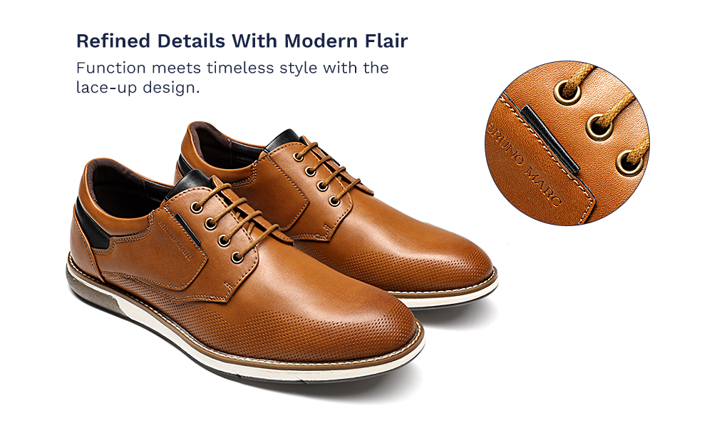 BROWN Men's Wide Width Oxford Sneaker Shoes-Bruno Marc